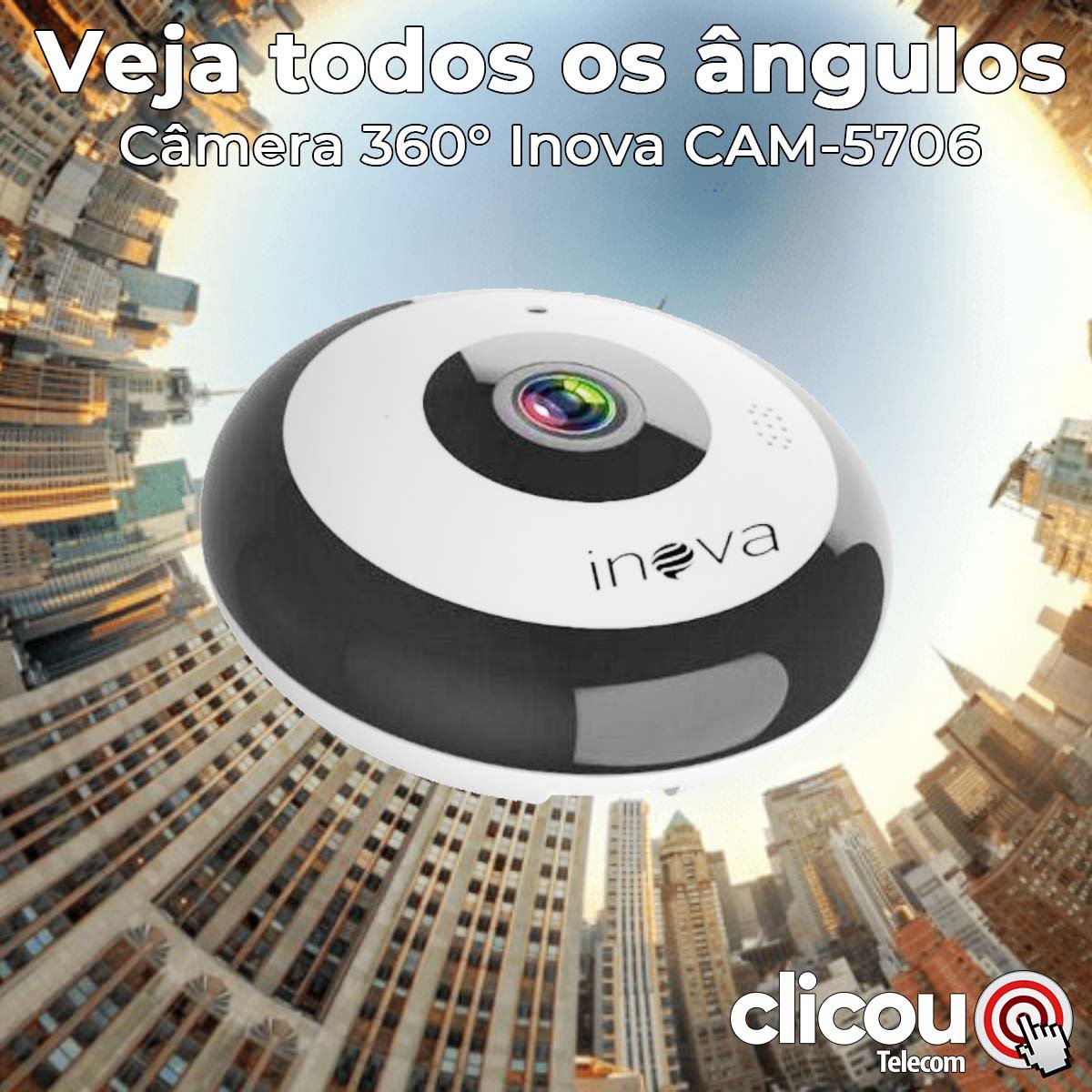 Câmera Ip Wi-fi 2mp Fisheye 360º Onvif Áudio Inova Cam-5706 ...
