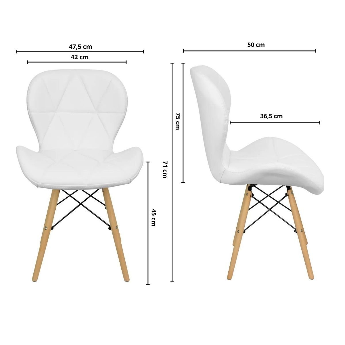 Kit 2 Cadeiras Estofada Eiffel Slim Wood Pés Madeira - Branco ...