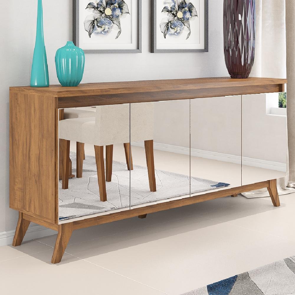 Armário Buffet com Espelho Viero Filipe Imbuia / Off White | MadeiraMadeira