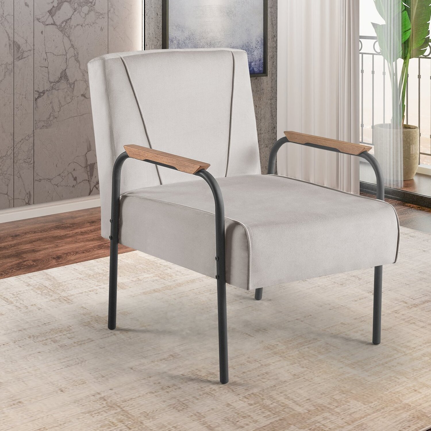 Poltrona para Sala de Estar Apolo Estilo Contemporâneo Linho ...
