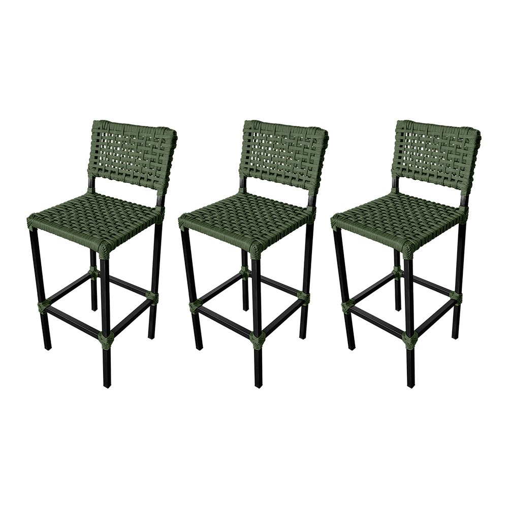 Kit 3 Banquetas Bistrô Balcão Elegante em Aluminio e Corda Naútica ...