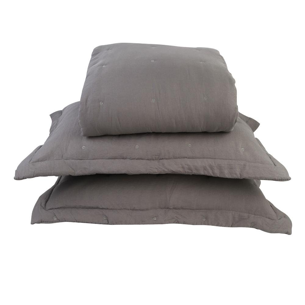 Kit Colcha Cinza Casal - A\CASA | MadeiraMadeira