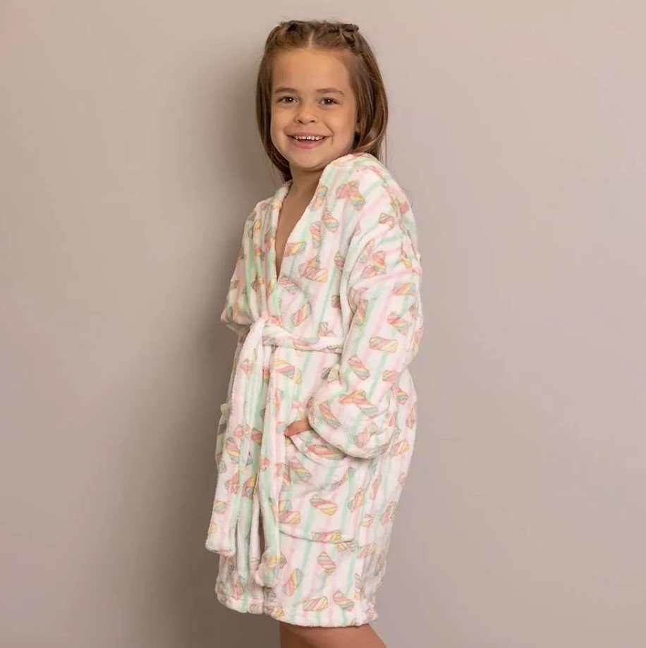 Roupão Infantil Kids Colorido Menina Menino com Capuz Appel - G ...