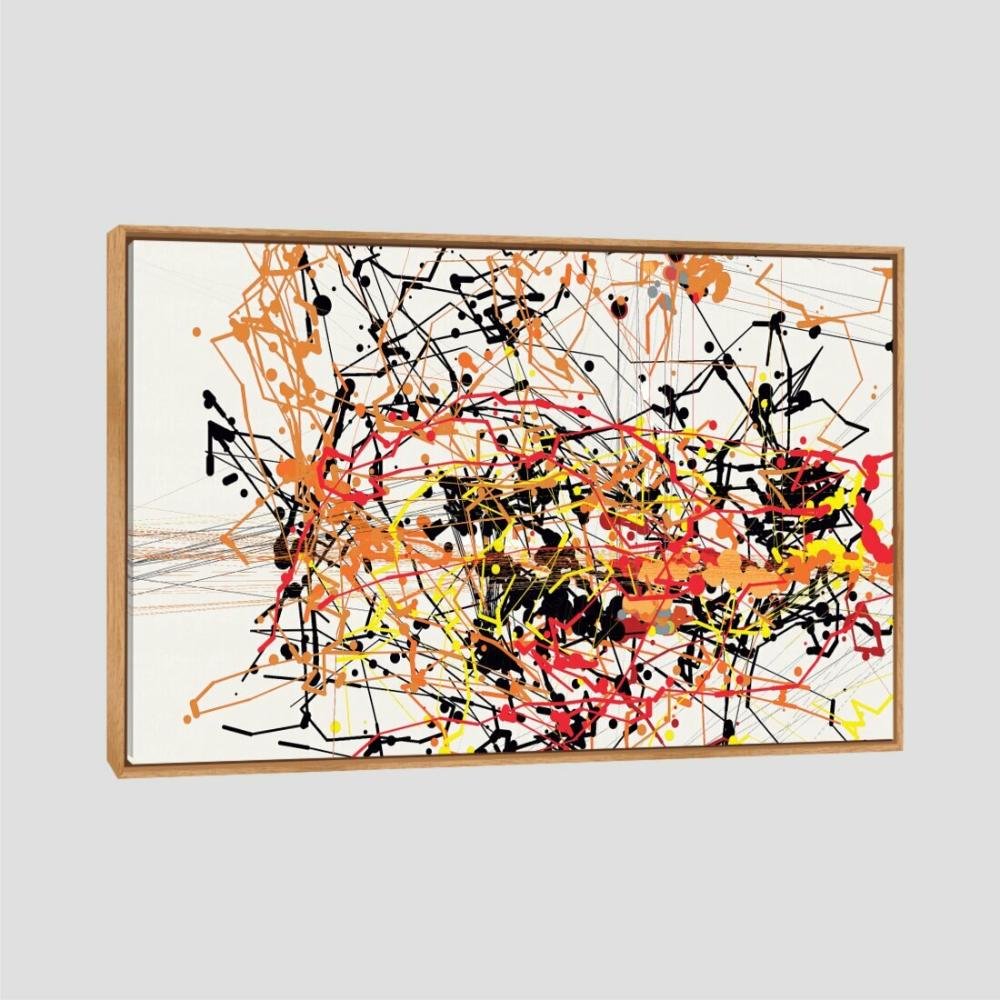 Quadro Pollock Iv Tela Moldura Bege 45X30Cm | MadeiraMadeira