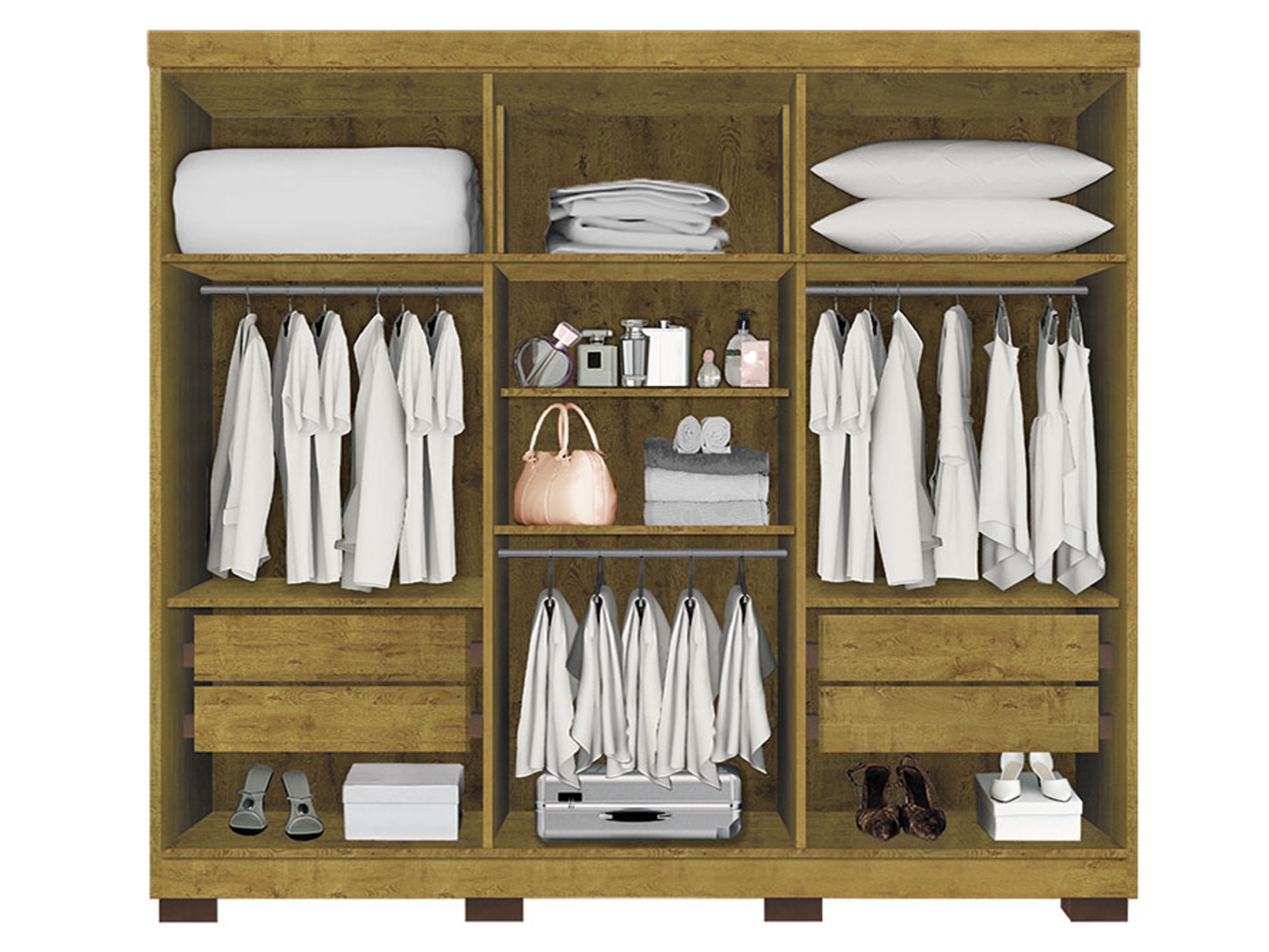 Roupeiro Sevilha 6 Portas e 4 Gavetas Nogueira Soft Imop | MadeiraMadeira