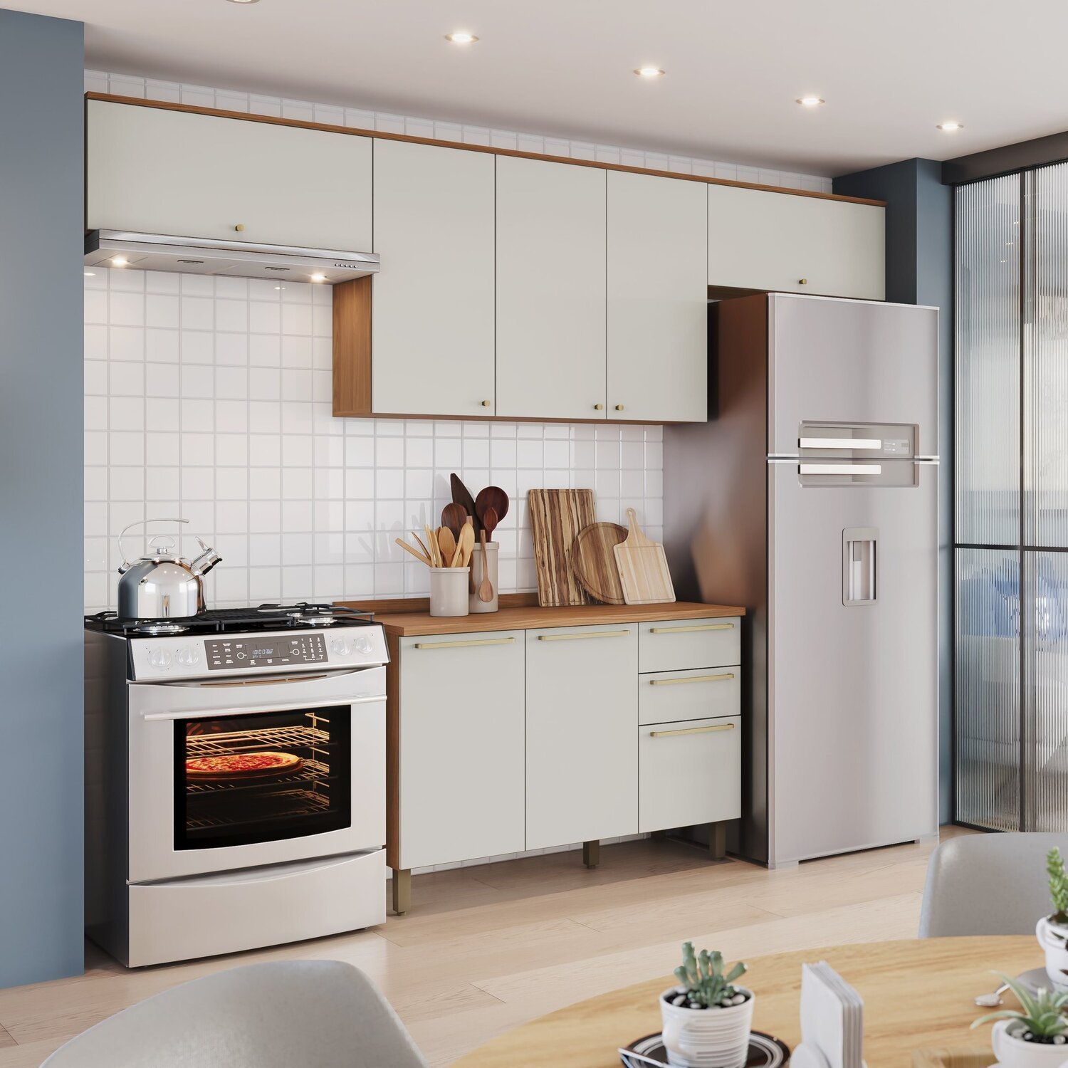 Cozinha Compacta 4 Peças com Aéreo e Balcão Espresso Móveis ...