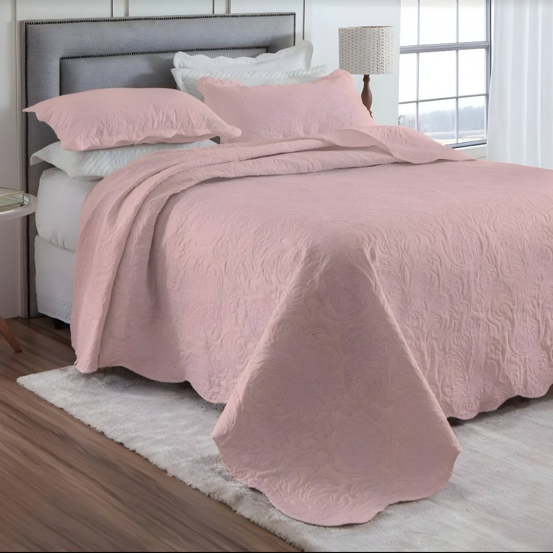 Colcha Ultrassônica - Casal - Classic - C/ Porta Travesseiros - Rose ...