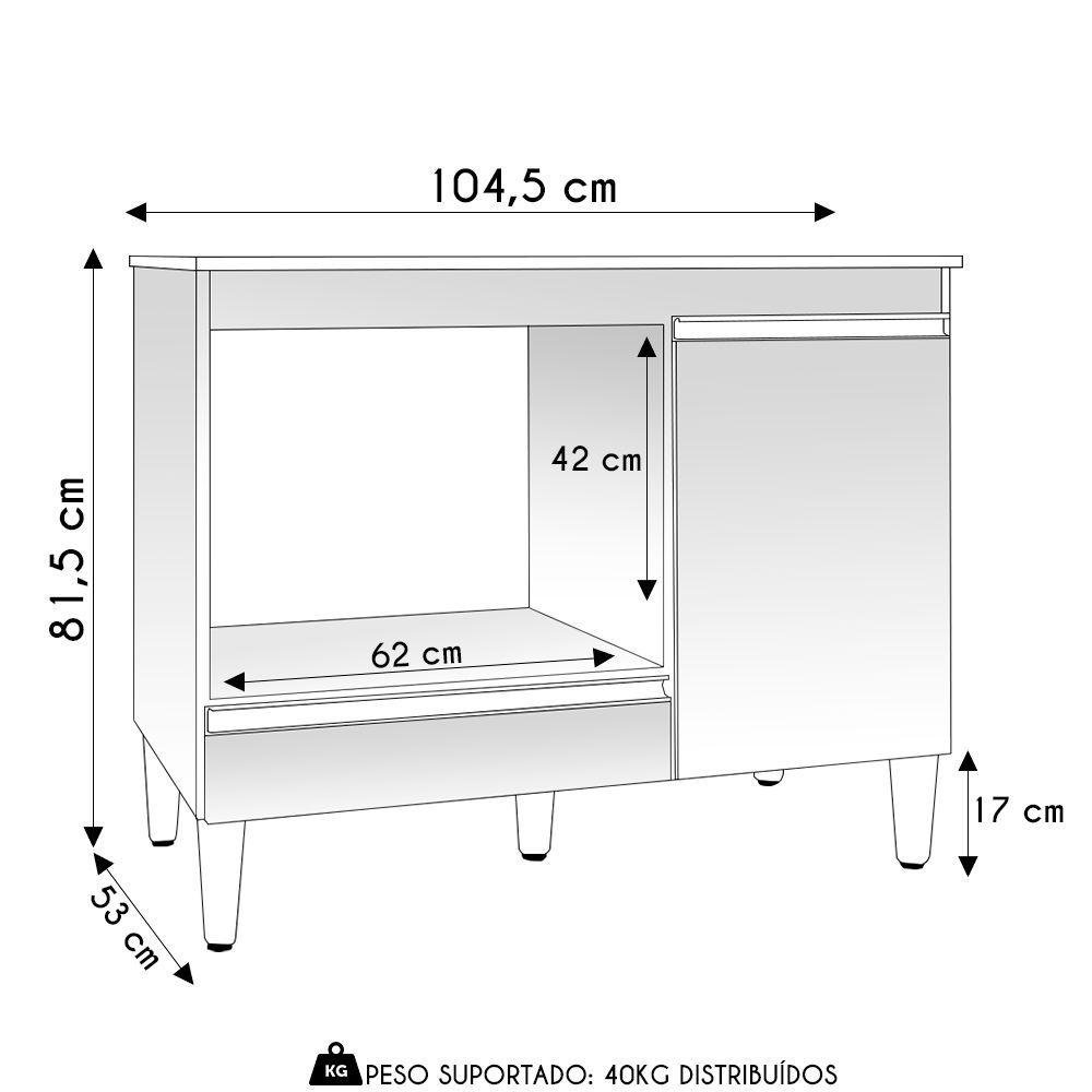 Balcão de Cozinha para Cooktop e Forno Microondas Carla Branco - Ajl ...