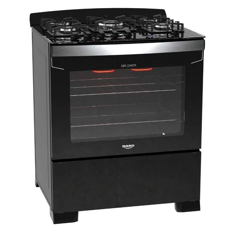 Fogão Dako Diplomata Grill 5 Bocas Mesa de Vidro | MadeiraMadeira