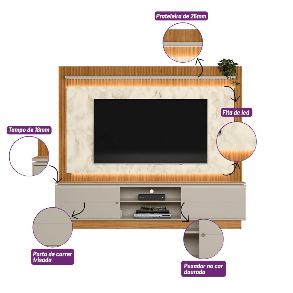 Home Guararapes 2,15Mts Linea Brasil Nature Off Petra | MadeiraMadeira