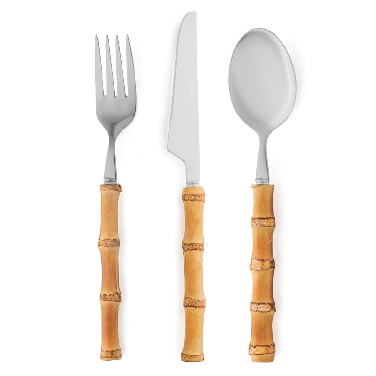 Jogo de Talheres Wolff Tulum - Cabo Bambu Natural (12 Peças ...