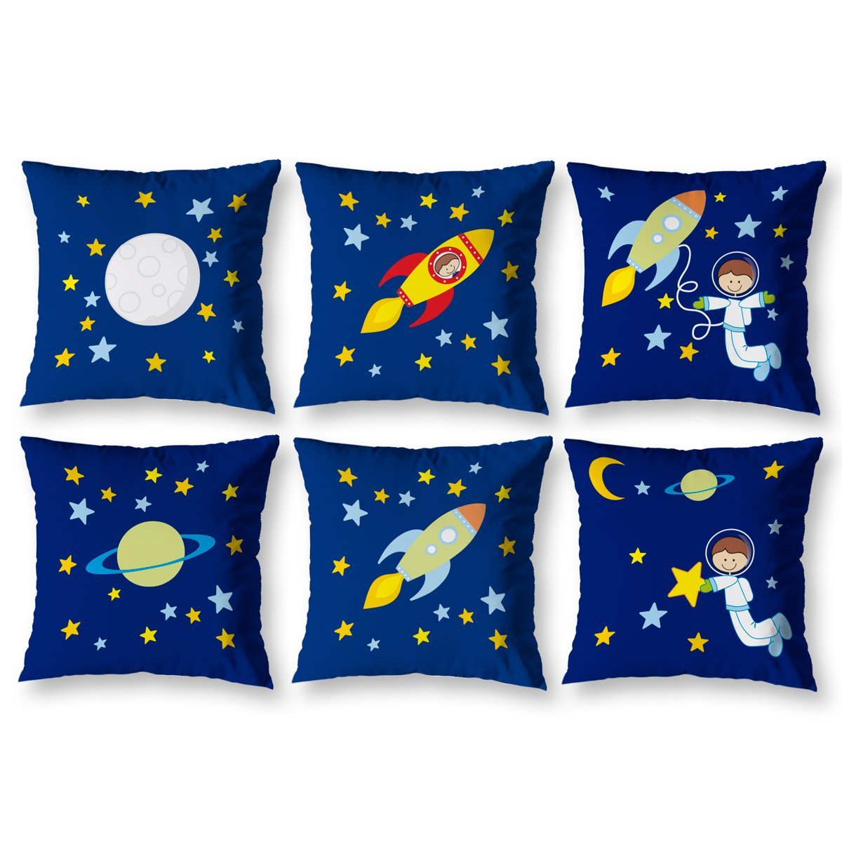 Kit 6 Almofadas Cheias Estampadas Infantil 40cm X 40cm Zíper Invisível ...