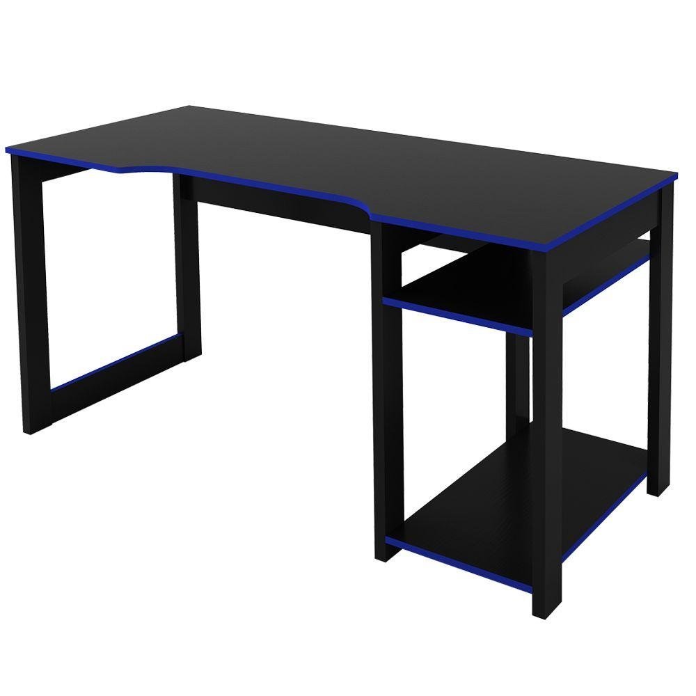 Mesa Computador Gamer Pretoe Azul | MadeiraMadeira