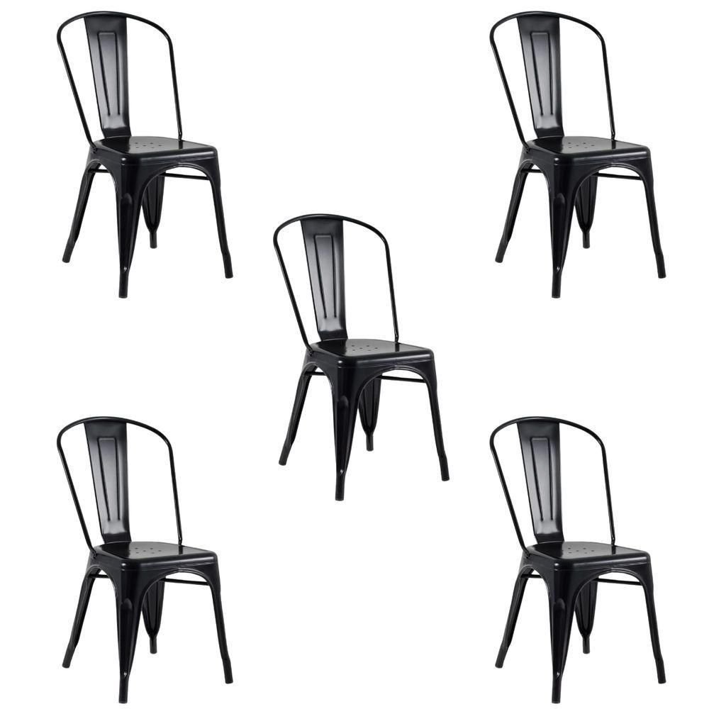 Kit 5 Cadeiras Oficial Iron Tolix Preto | MadeiraMadeira
