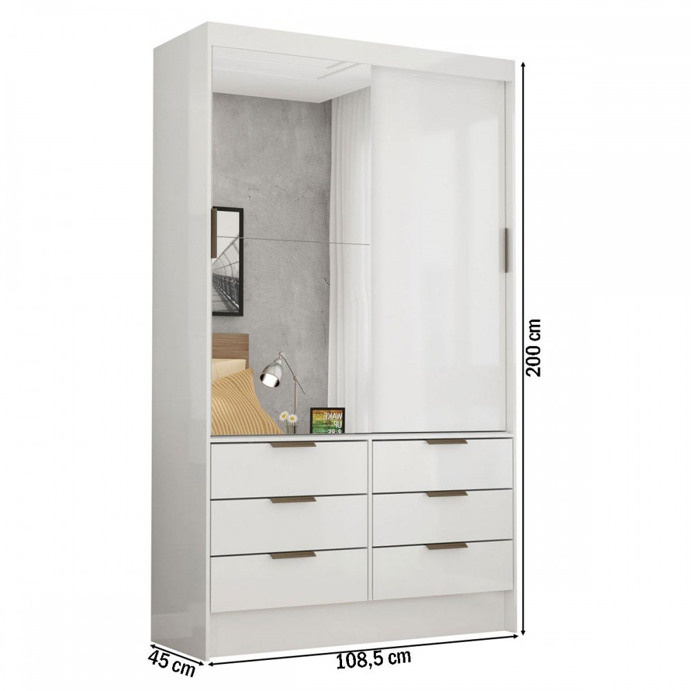 Guarda-Roupa Sevilha 2 Portas 6 Gavetas Branco - Carioca Móveis ...
