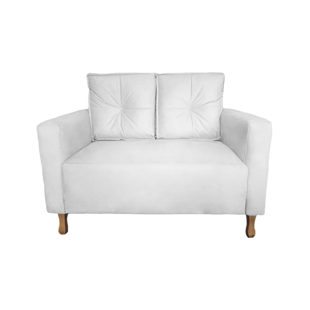 Sofá Davi 2 Lugares Suede Branco - Dominic Decor | MadeiraMadeira