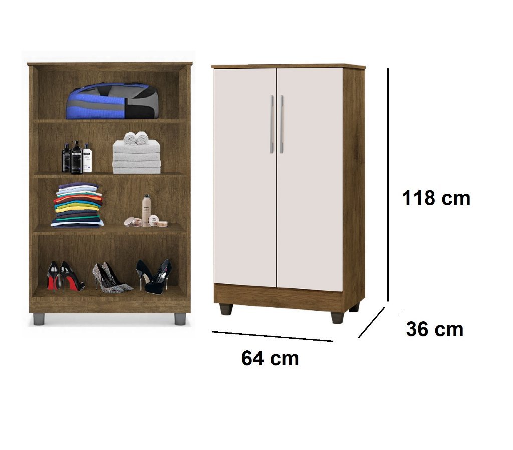 Armário multiuso 2 portas - marrom off smart | MadeiraMadeira
