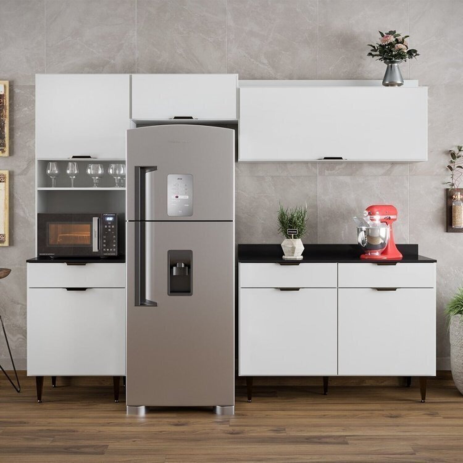 Cozinha Compacta 4 Peças 6 Portas 3 Gavetas Vittoria | MadeiraMadeira