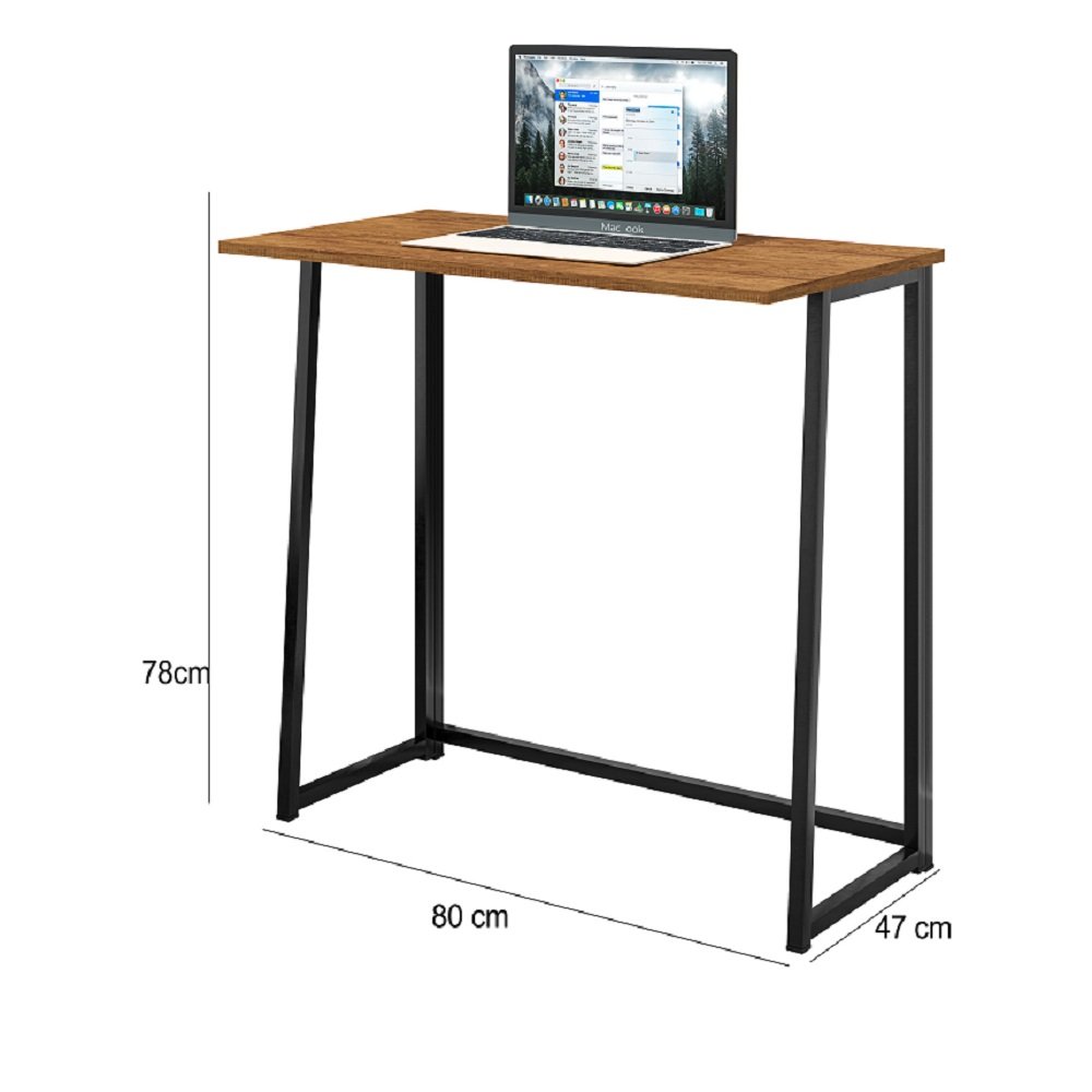 Escrivaninha Mesa Dobrável de 80cm em MDF e Aço Ind. - Preto com Canela ...