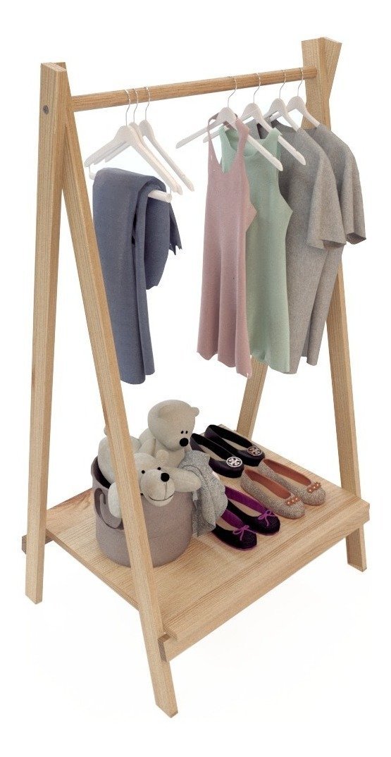 Cabideiro infantil de madeira pinus multiuso incolor Technox | MadeiraMadeira