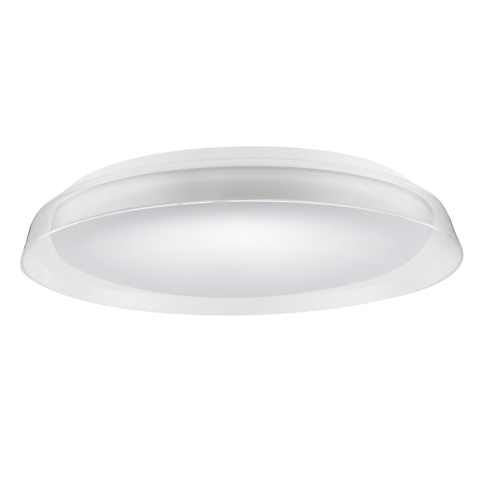 Plafon Sobrepor Miska Transparente e Branco 43cm Led 24W 3000K Bivolt Bella | MadeiraMadeira