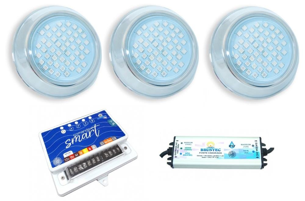 Kit Fonte 12v 3a+ 03 Led 5w + Painel Led Rgb Smb 72w Brustec ...