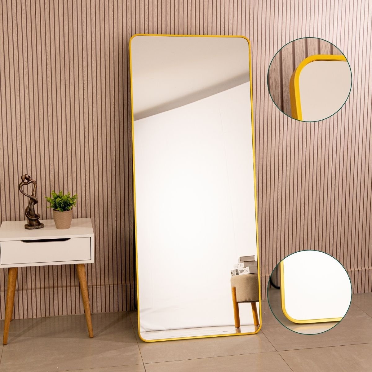 Espelho Grande Retangular Corpo Inteiro 150 X 60 Cm com Suporte de Chão ...