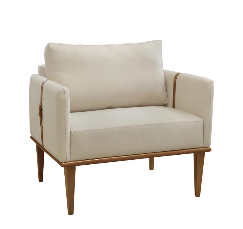 Poltrona Decorativa Milla Luxo - Veludo Bege Claro | MadeiraMadeira