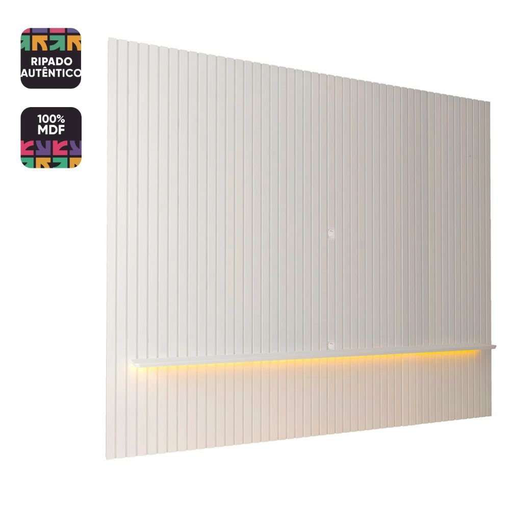 Painel para TV Ripado com LED Nobre 230 Branco - Gelius | MadeiraMadeira