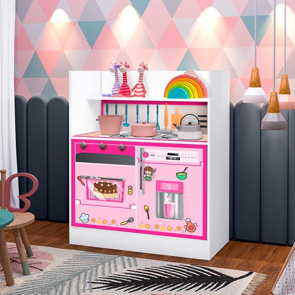 Cozinha Infantil MDF Rosa Pink Magia Gabrielli Móveis | MadeiraMadeira