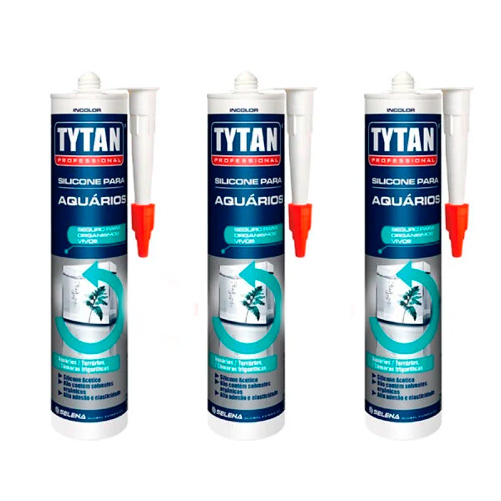 Kit 3 Cola Silicone 280g Transparente Aquário Atóxico Tytan ...