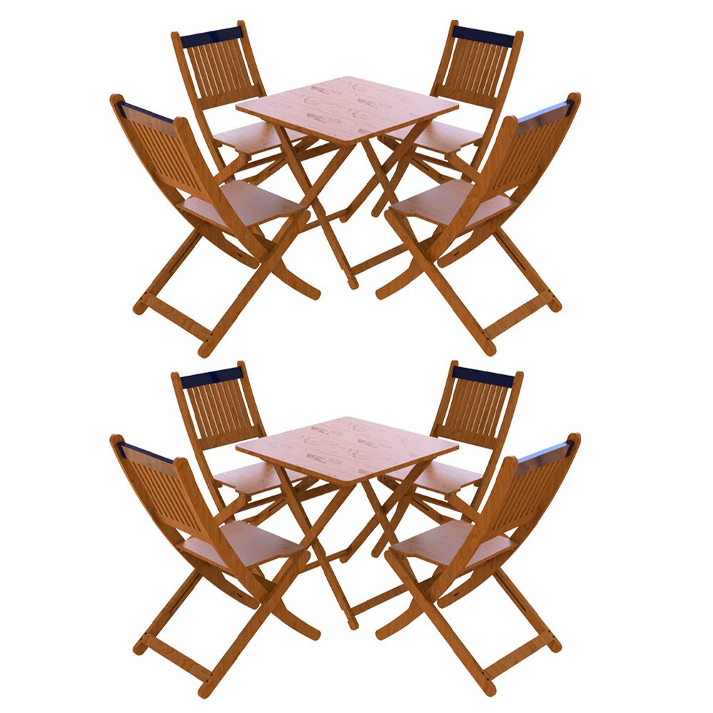 Kit 2 Jogos de Mesa em Madeira Havana com 4 Cadeiras | MadeiraMadeira