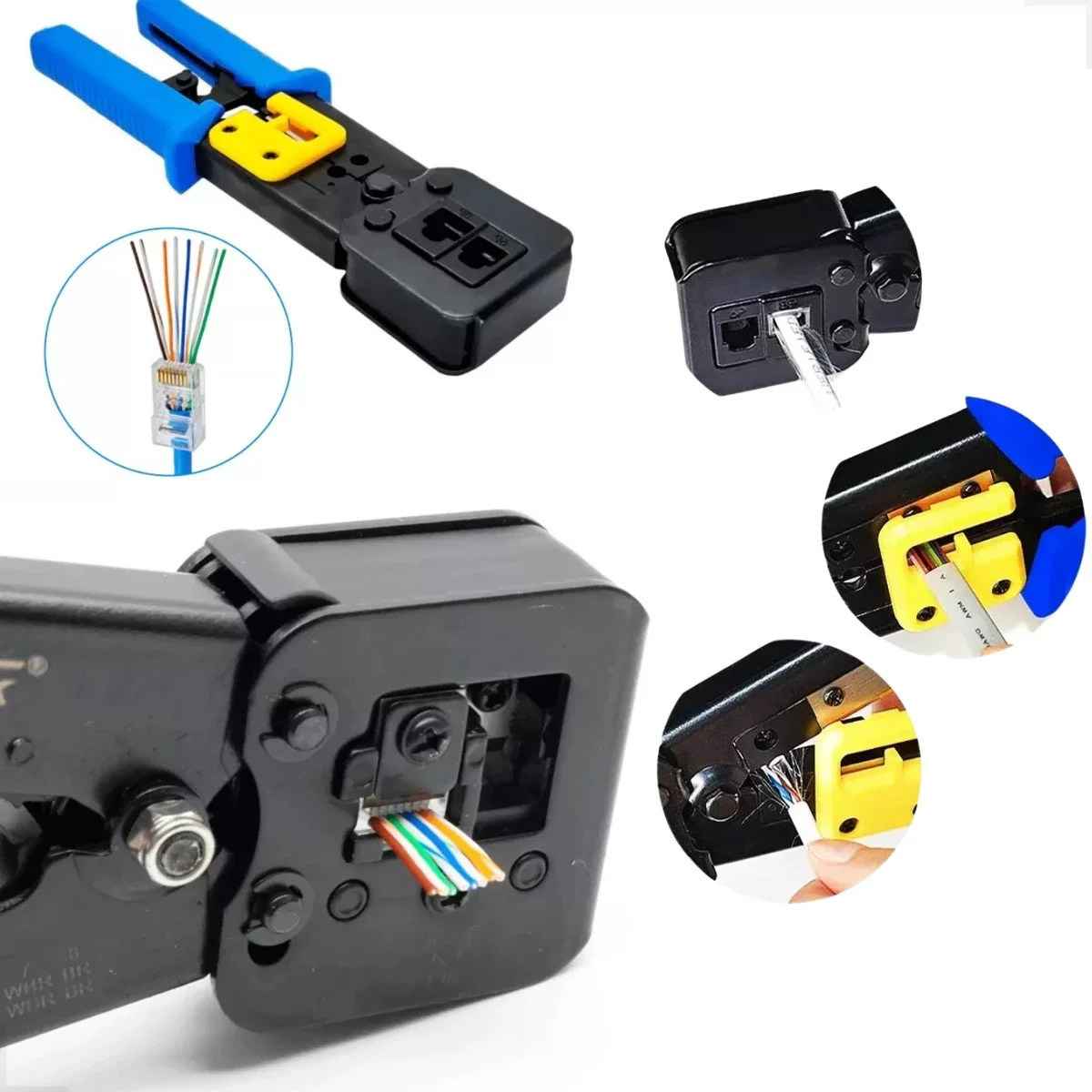 Alicate Crimpar Rj45 Rj11 Rj12 Cabo de Rede Conector Vazado ...