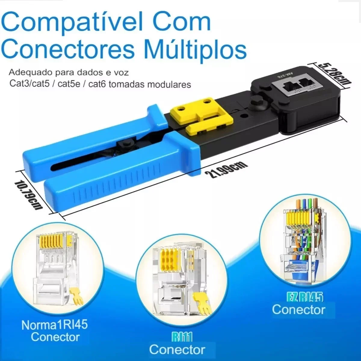 Alicate Crimpar Rj45 Rj11 Rj12 Cabo de Rede Conector Vazado ...