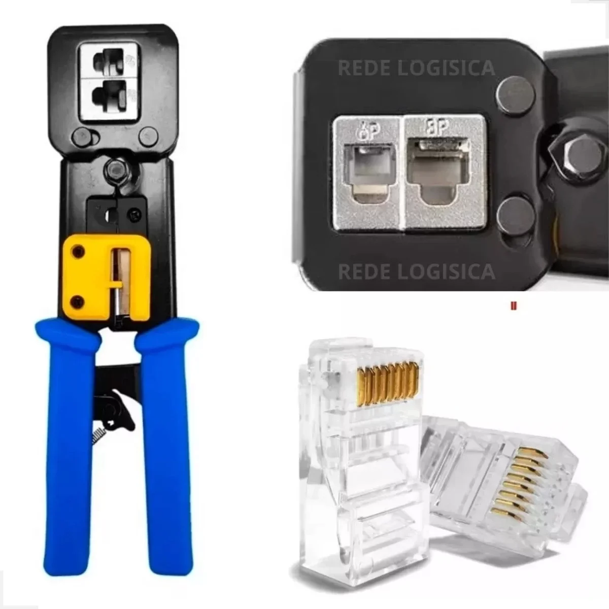 Alicate Crimpar Rj45 Rj11 Rj12 Cabo de Rede Conector Vazado ...