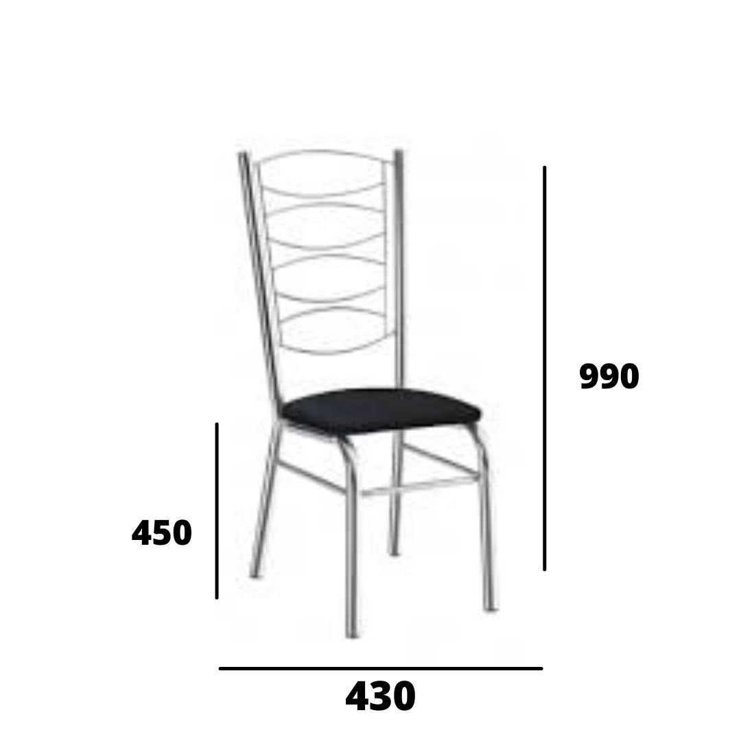 KIT 2 CADEIRAS GISELE CROMADA COM REFORÇO-ASSENTO CORINO PRETO ...
