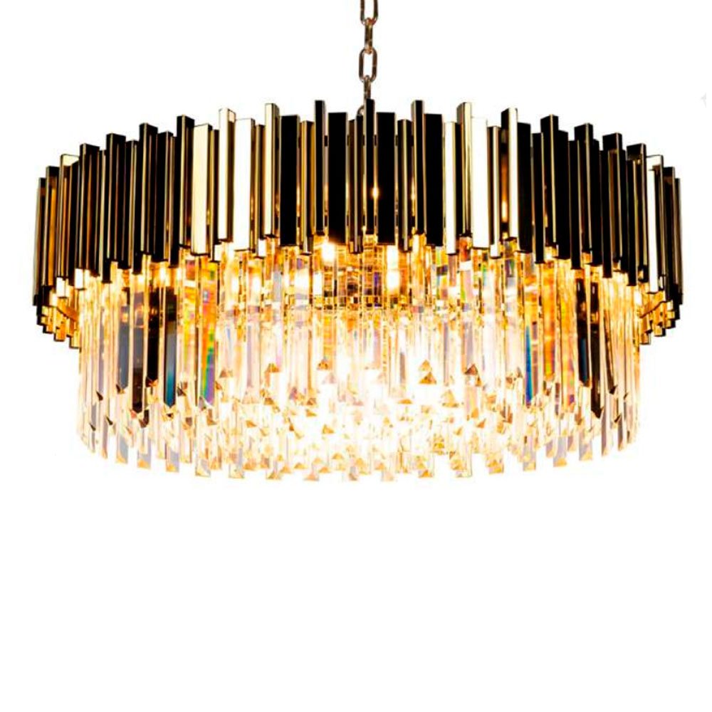 Lustre Clássico Estocolmo em Metal e Cristal para Sala de Jantar e ...