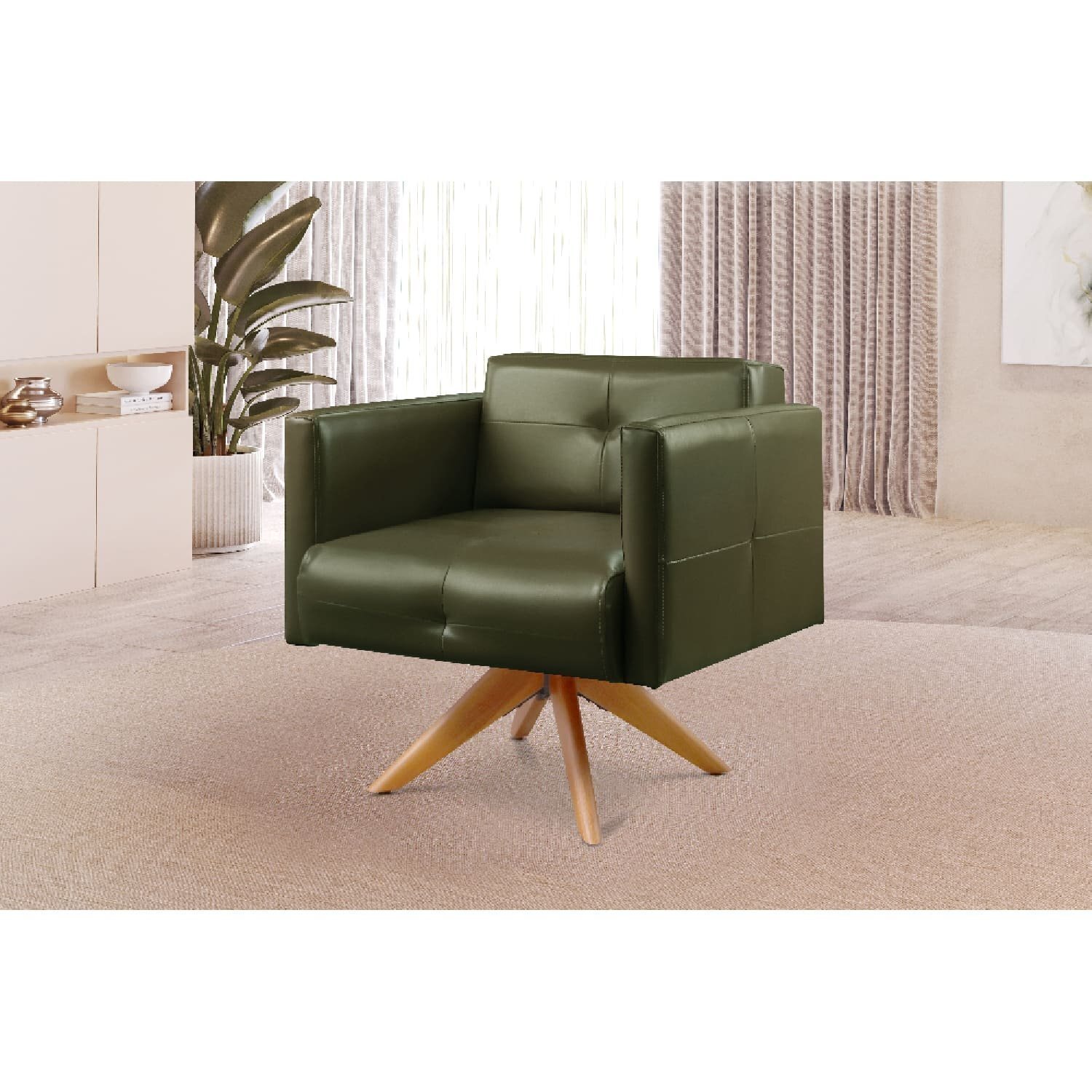 Poltrona Giratória Angra Base de Madeira | MadeiraMadeira