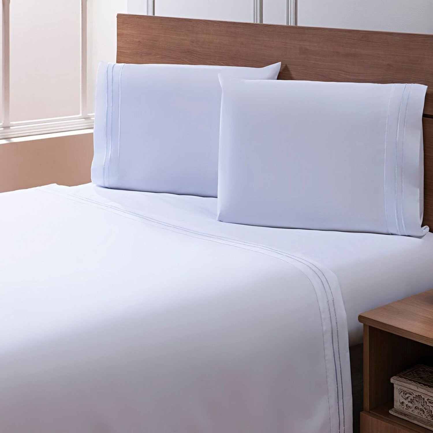 Jogo de Cama Percal Soft 300 Basics Queen Macio e Aveludado | MadeiraMadeira