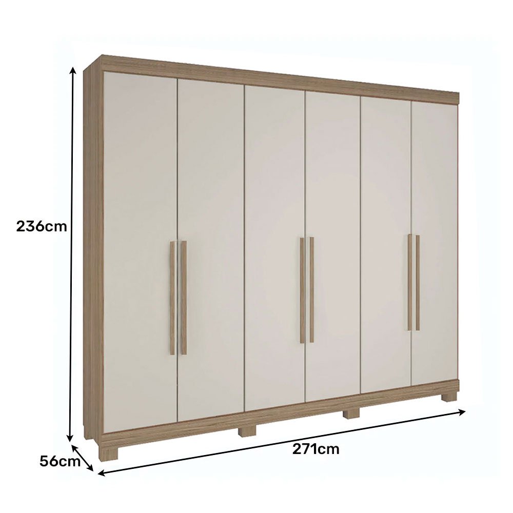 Guarda Roupa Guarapari Plus com 6 Portas e 7 Gavetas Móveis Rimo ...