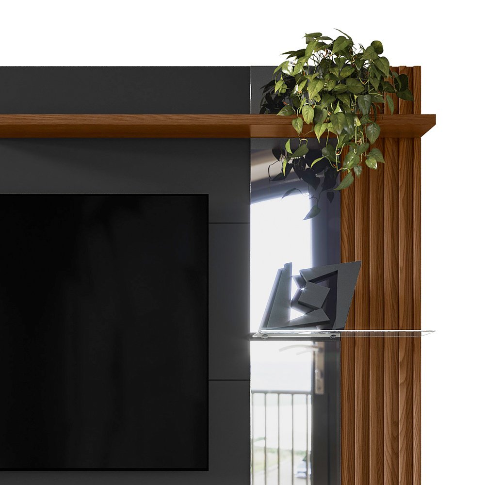 Painel Home Maragogi Freijó/Preto 182cm Linea Brasil | MadeiraMadeira