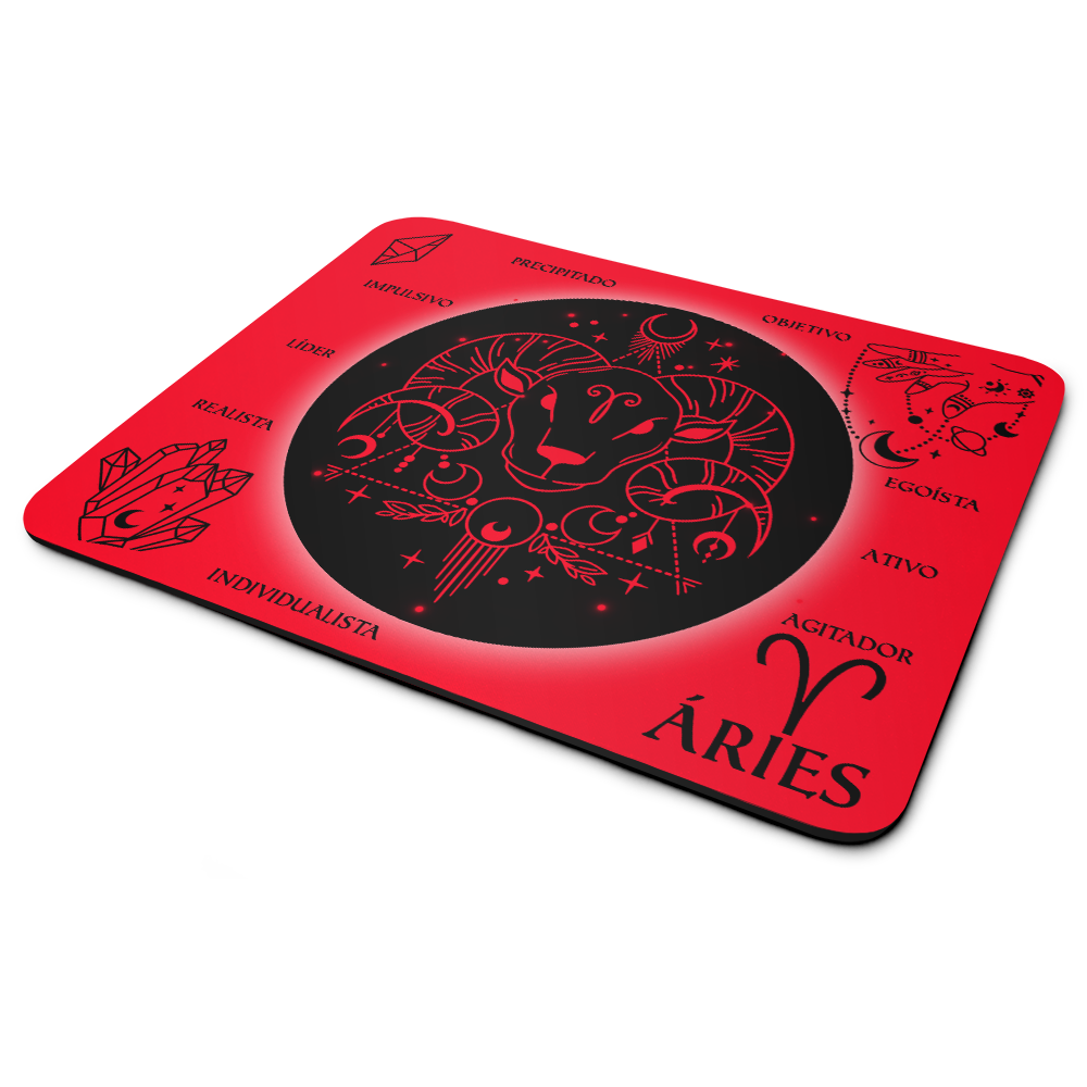Mouse Pad Signos - Áries - Dark Red - 22x18 | MadeiraMadeira