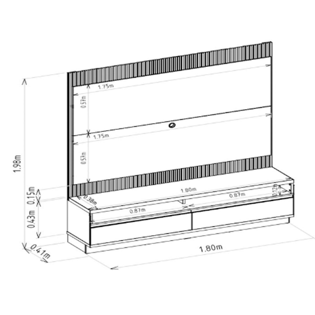 Rack com Painel Modulado para Tv até 70 Polegadas Ripado Paulina Tauari ...