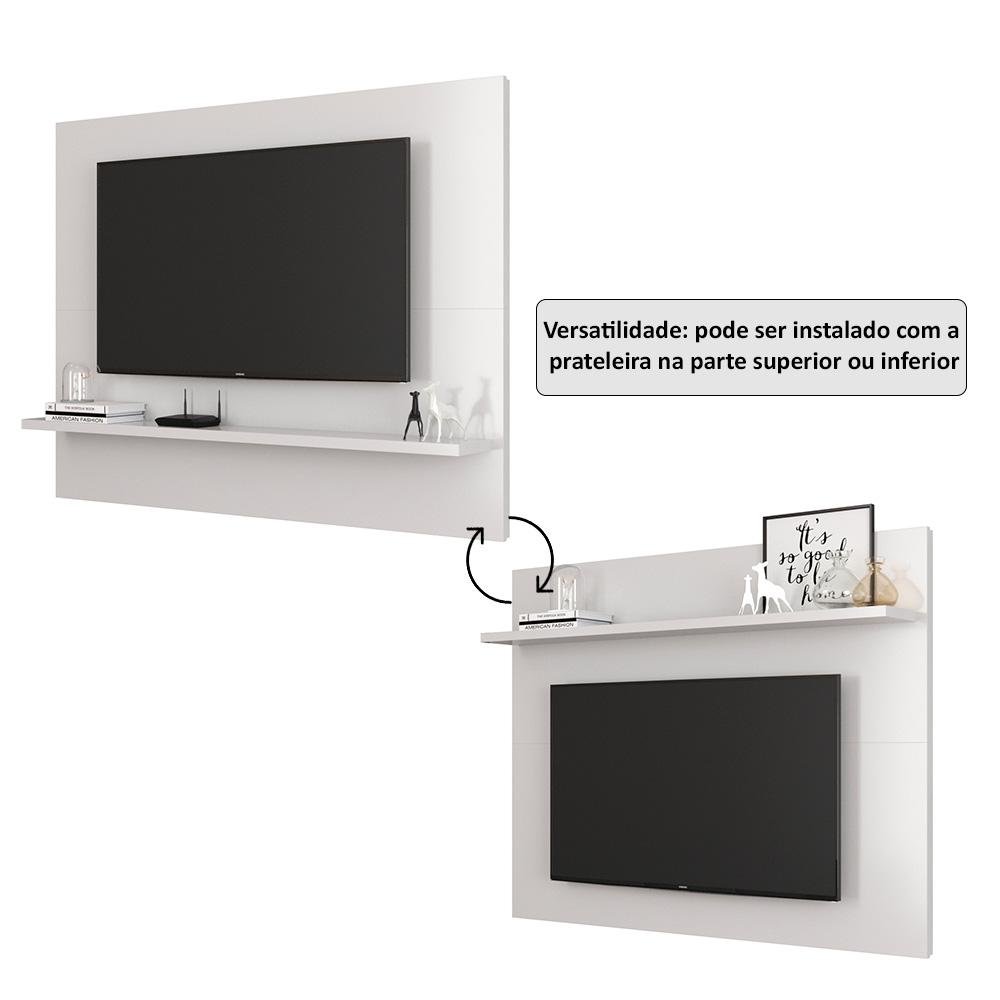 Painel TV Quarto 43 Polegadas Branco Acetinado Topázio Patrimar | MadeiraMadeira