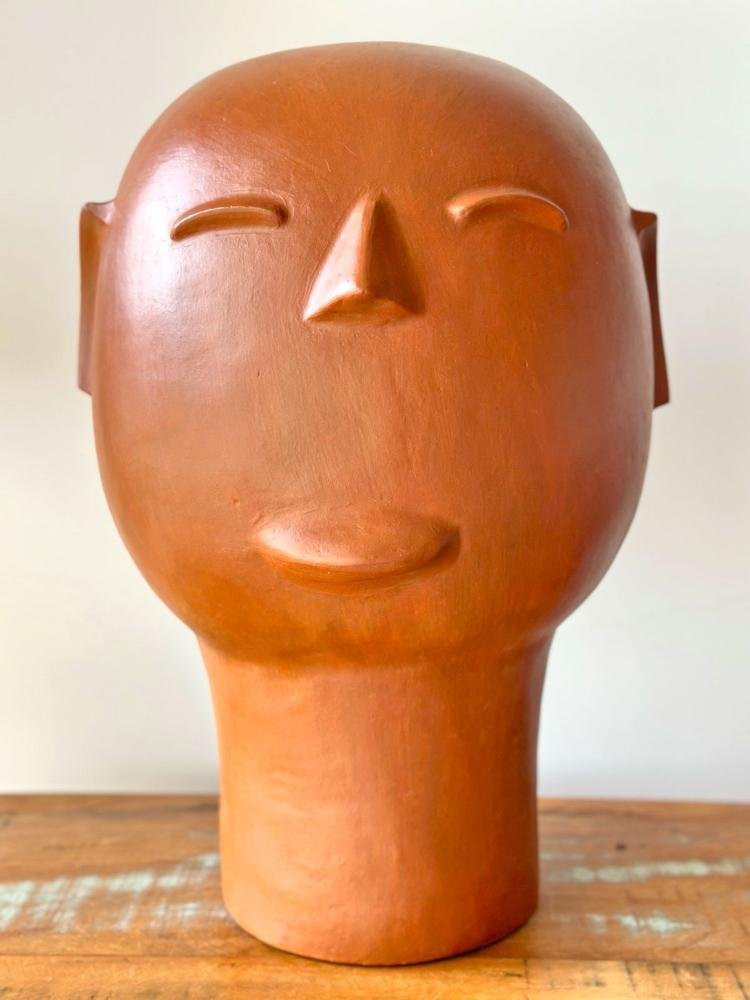 Escultura Cabeça Cerâmica Cida Lima. Arte Popular Brasileira ...