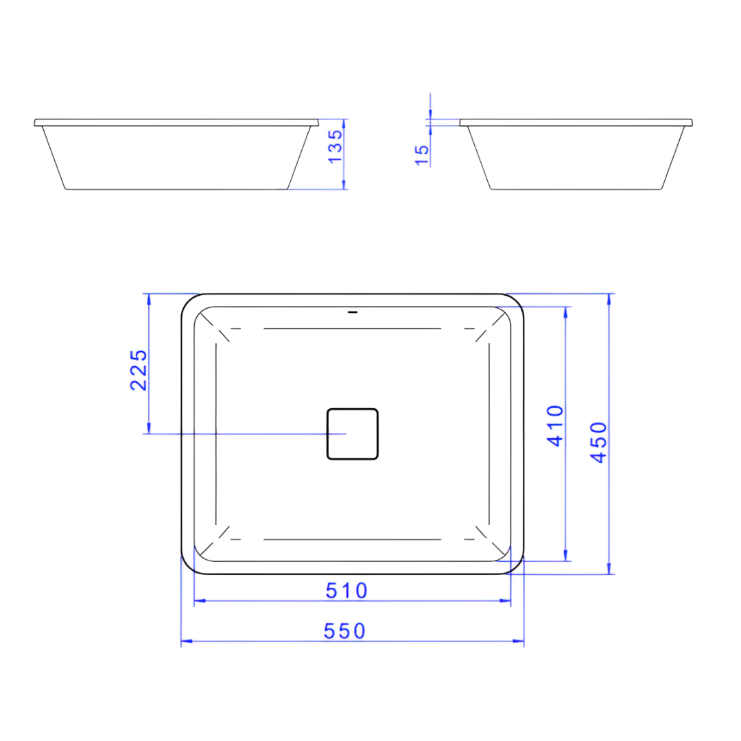 Cuba Retangular de Embutir 50cm em Louça Sanitária Branco Slim para ...