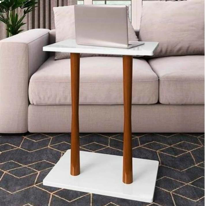 Mesa Branca Para Encaixe Lateral Na Cama Com Pês Torneados | MadeiraMadeira