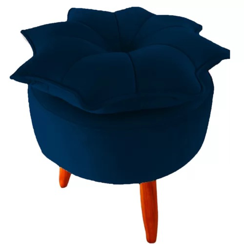 Puff Decorativo Violeta Veludo Azul - Cadu Home | MadeiraMadeira