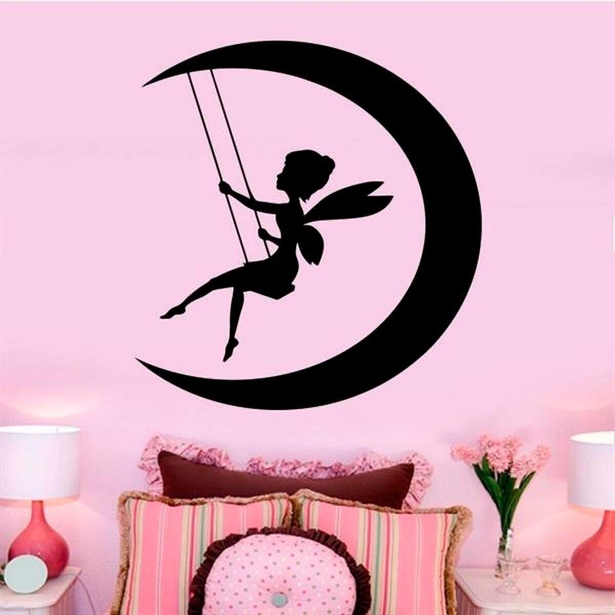 Adesivo de Parede Infantil Fadinha na lua Mod. 7-Extra Grande 94x100cm ...