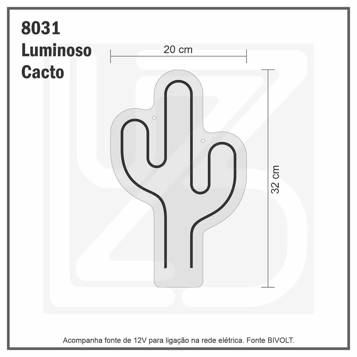 Painel Luminoso Letreiro Criativo CACTO - Neon LED Rosa | MadeiraMadeira